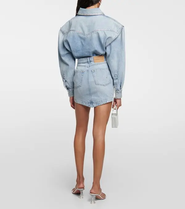 Alexandre Vauthier Embellished Denim Miniskirt - Blue