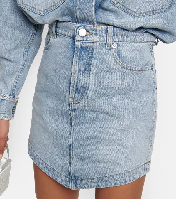 Alexandre Vauthier Embellished Denim Miniskirt - Blue