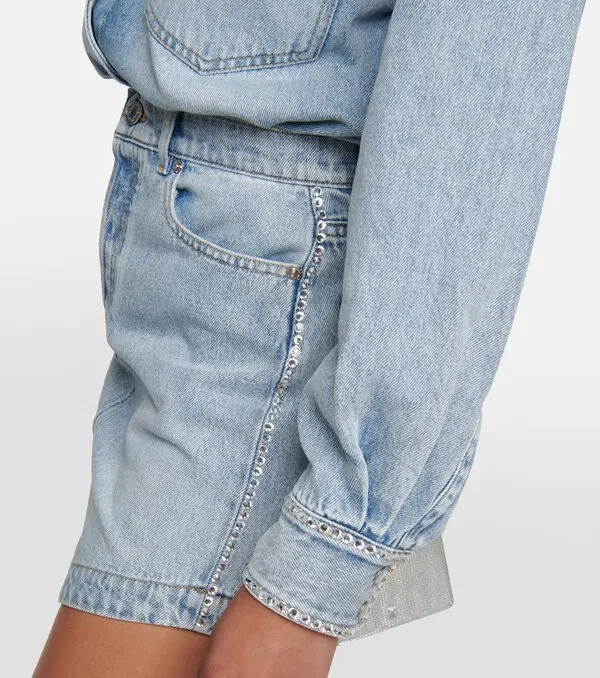 Alexandre Vauthier Embellished Denim Miniskirt - Blue