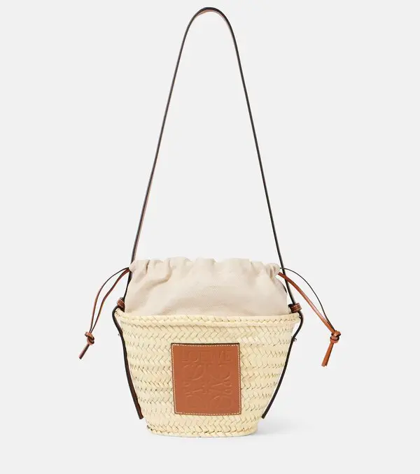 Loewe Anagram Woven Shoulder Bag - Beige
