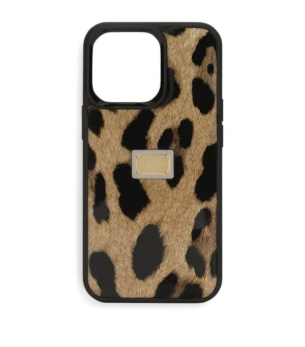 Dolce & Gabbana Calfskin Leopard Print Iphone 14 Pro Case