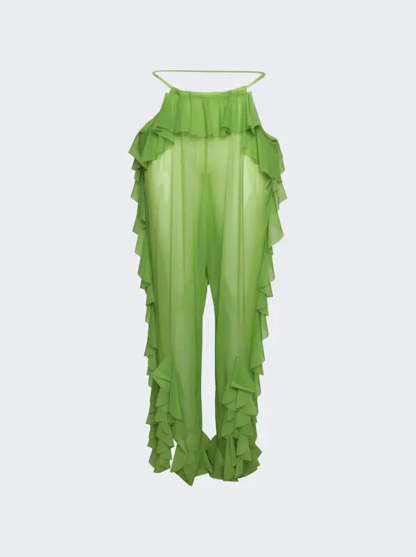 ESTER MANAS Ruffled Wide-leg Pants - Pistachio