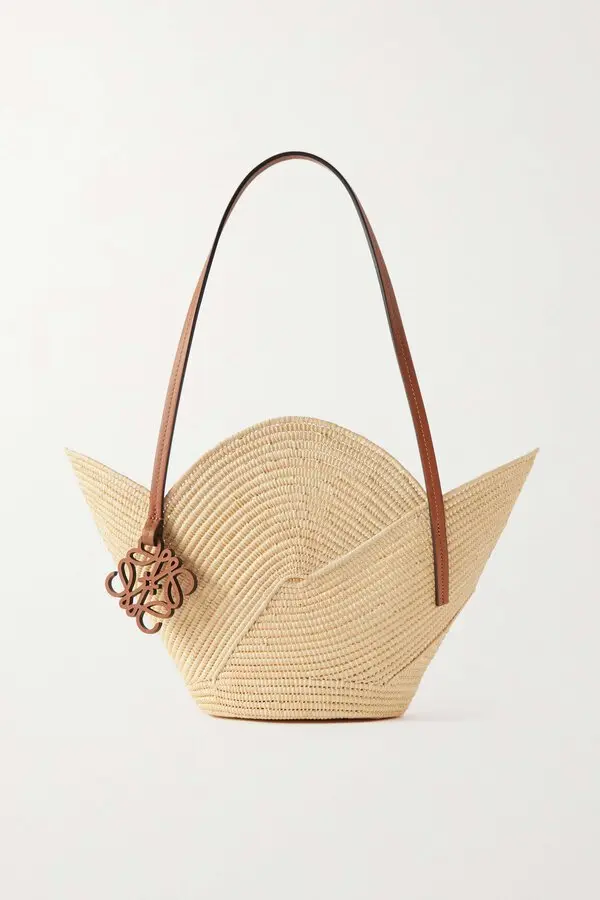 Loewe Paula's Ibiza Petal Basket Leather-trimmed Raffia Tote Bag