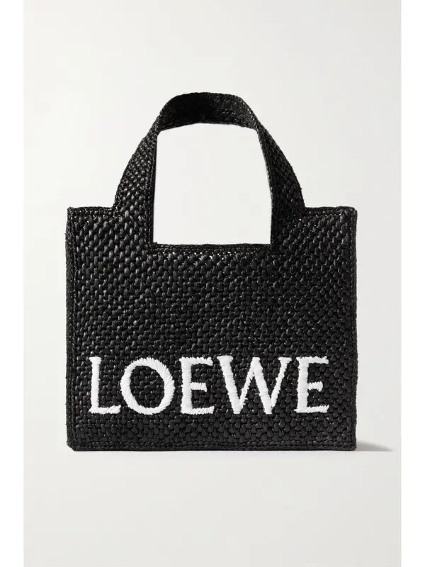 Loewe Embroidered Raffia Tote