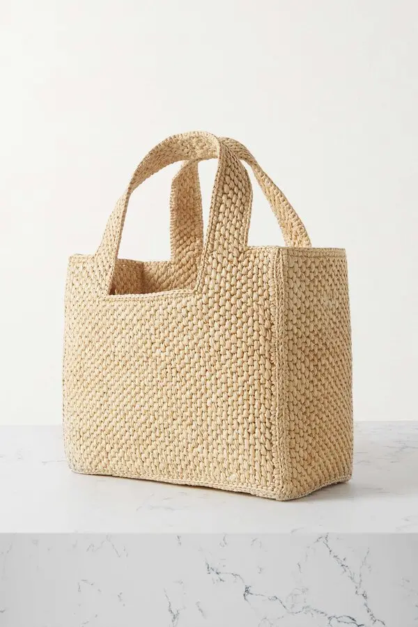 Loewe Embroidered Raffia Tote