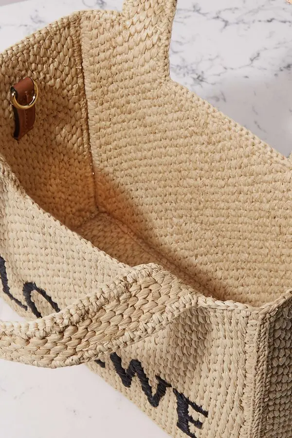 Loewe Embroidered Raffia Tote