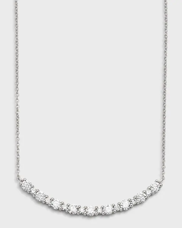 Neiman Marcus 18k Round Diamond Bar Necklace - White Gold