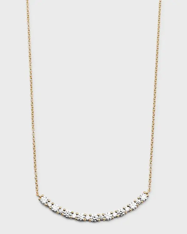 Neiman Marcus 18k Diamond Smiley Bar Necklace - Yellow Gold