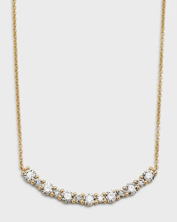 Neiman Marcus 18k Diamond Smiley Bar Necklace - Diamonds