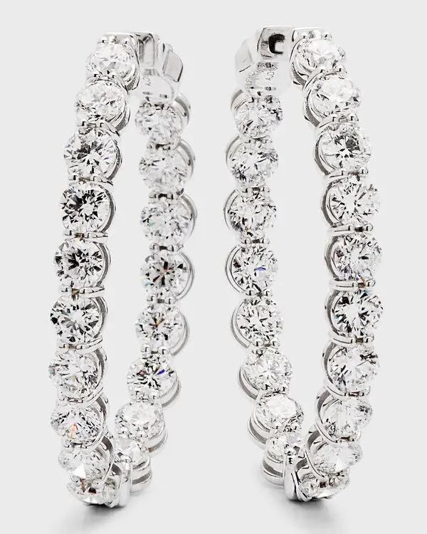 Neiman Marcus 18k 9.18 Tcw Hoop Earrings - Diamond