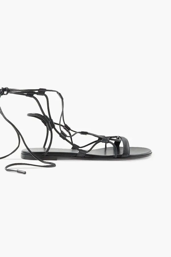 GIANVITO ROSSI Giza Leather Lace-up Sandals - Black