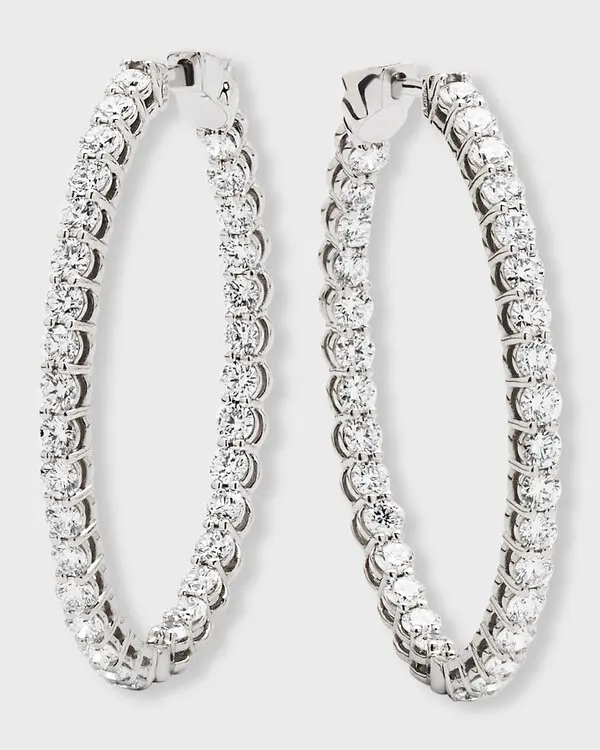 Neiman Marcus 18k 3.36 Tcw Hoop Earrings - Diamond