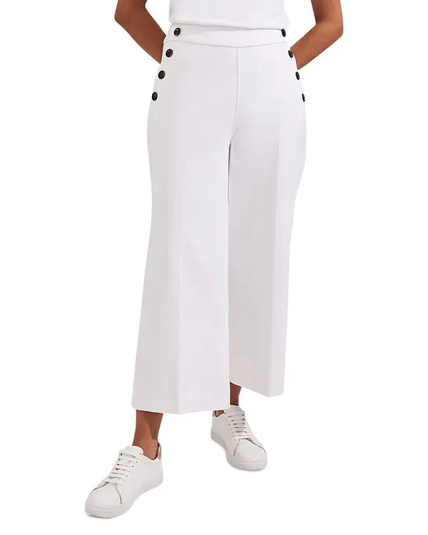 HOBBS LONDON Simone Cropped Wide Leg Pants - White