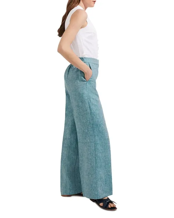 HOBBS LONDON Mirabel Linen Wide Leg Pants - Lagoon Green