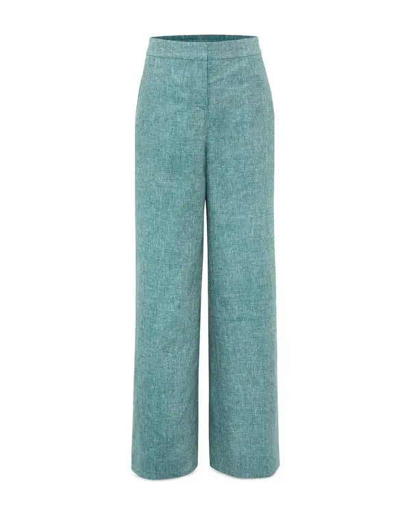 HOBBS LONDON Mirabel Linen Wide Leg Pants - Lagoon Green