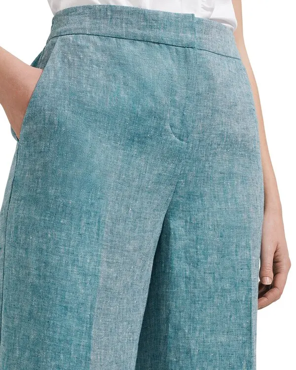 HOBBS LONDON Mirabel Linen Wide Leg Pants - Lagoon Green