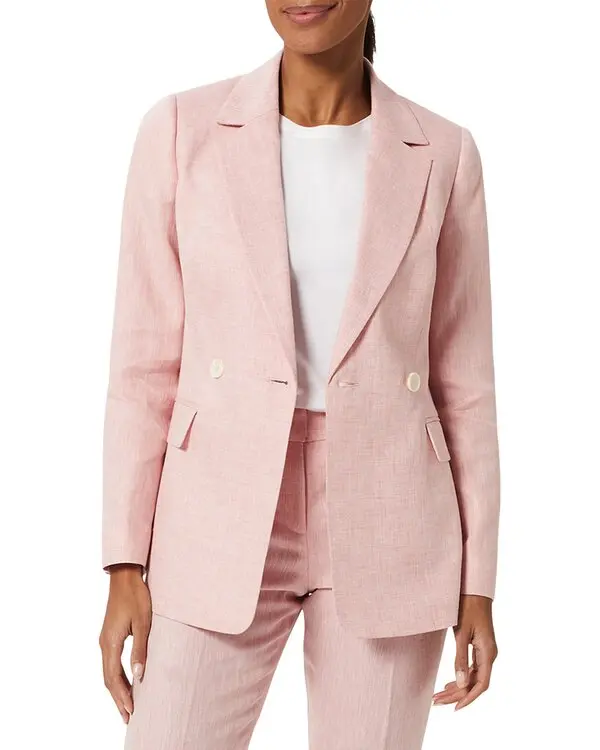 Hobbs London Nancy Double Breasted Linen Jacket In Dusty Rose 16