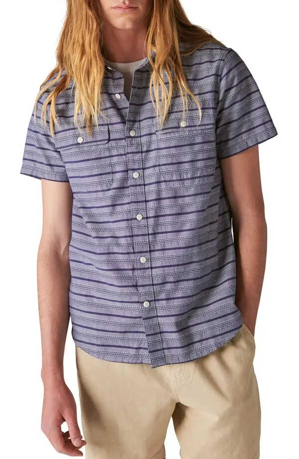 Lucky Brand Stripe Short Sleeve Button-up Shirt