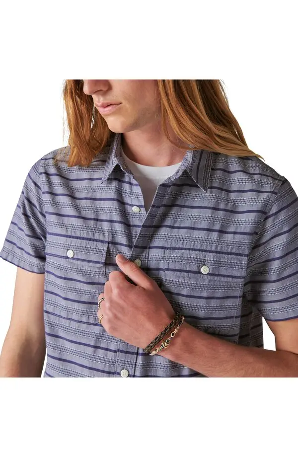 Lucky Brand Stripe Short Sleeve Button-up Shirt