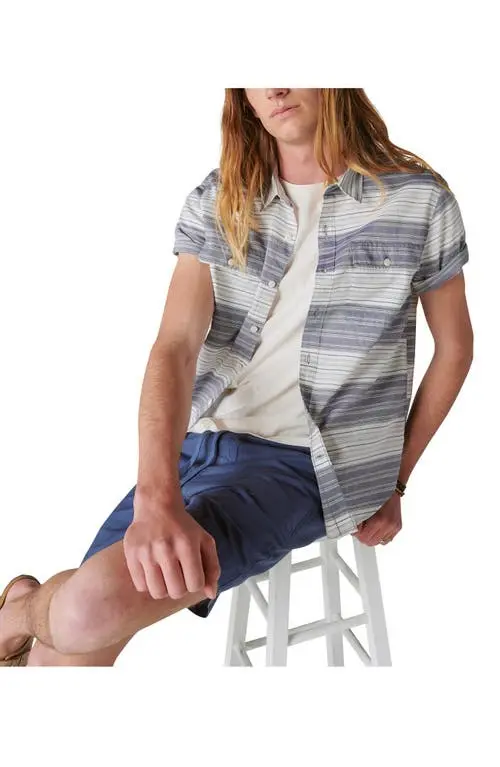 Lucky Brand Stripe Short Sleeve Button-up Shirt