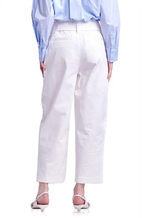 English Factory Belted Pleated Pants - White