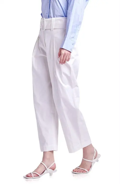 English Factory Belted Pleated Pants - White