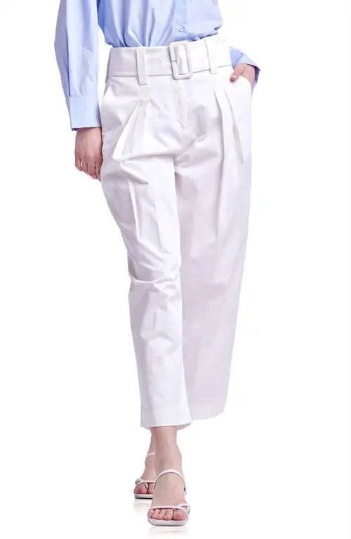 English Factory Belted Pleated Pants - White