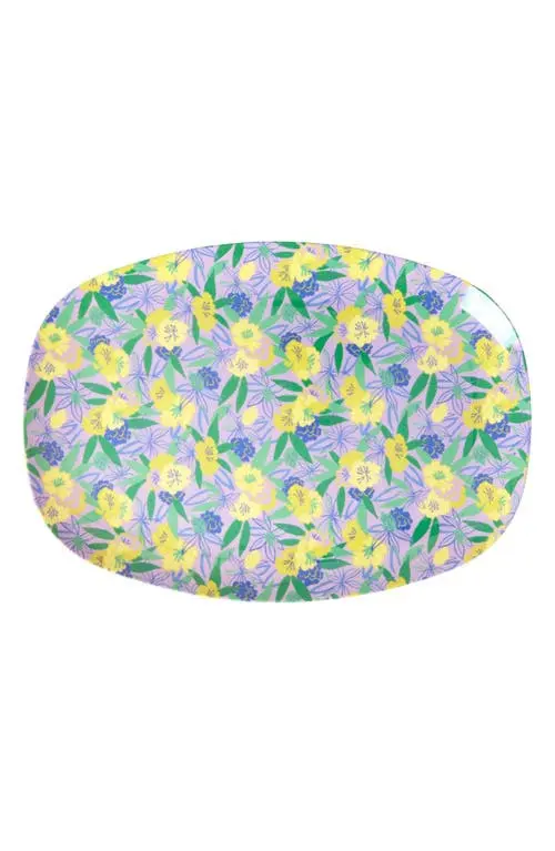 RICE BY RICE Set Of Four Oblong Melamine Plates - Fancy Pansy