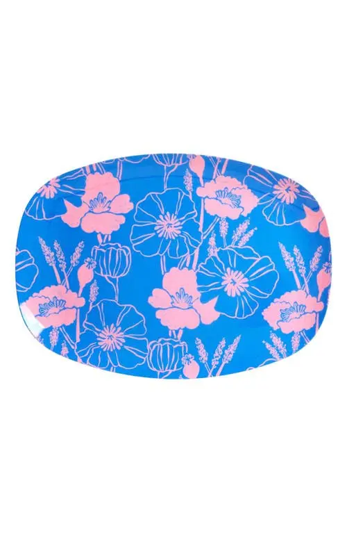 RICE BY RICE Set Of Four Oblong Melamine Plates - Poppies Love