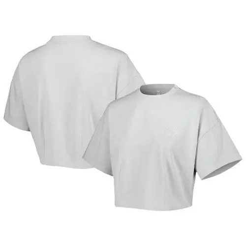LUSSO Boston Celtics Faded Tonal Cropped T-shirt - Gray