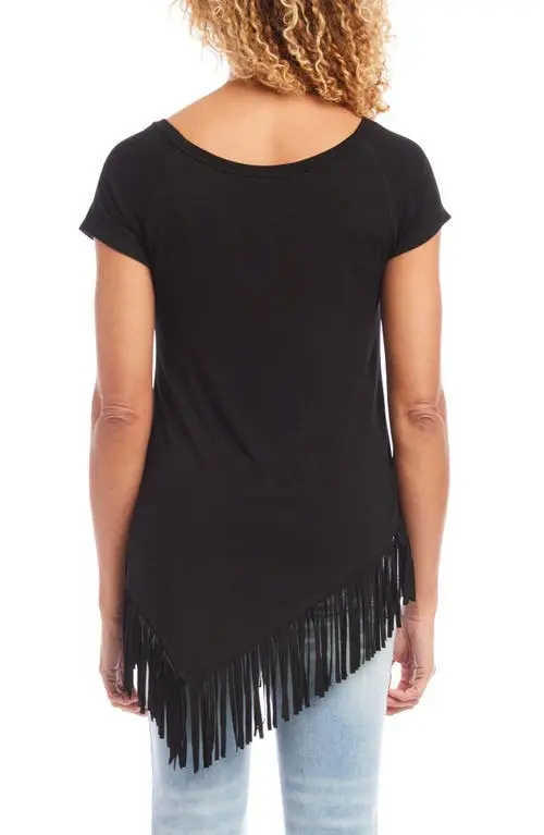Karen Kane Angled Fringe Top - Black