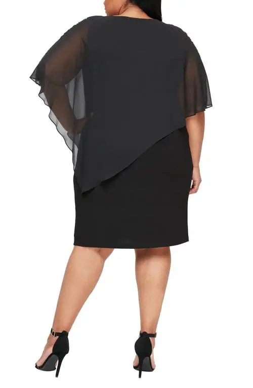 SL FASHIONS Embellished Sheath Dress With Chiffon Overlay