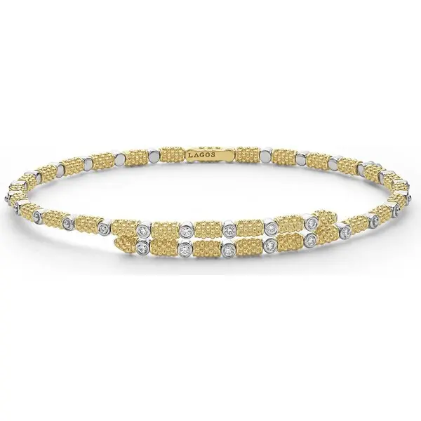 Lagos Signature Caviar Superfine Diamond Wrap Bracelet - Gold