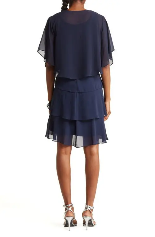 SL FASHIONS Chiffon Tier Jacket & Dress Set