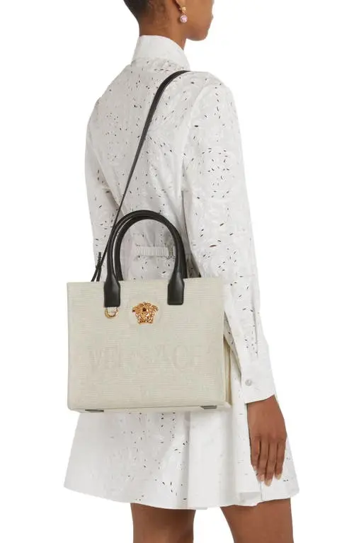 Versace Small La Medusa Logo Canvas Tote