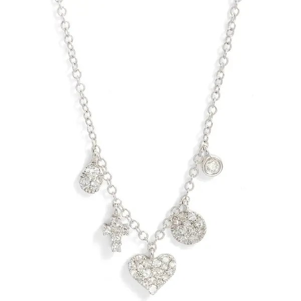 Meira T Diamond Charm Necklace - Silver