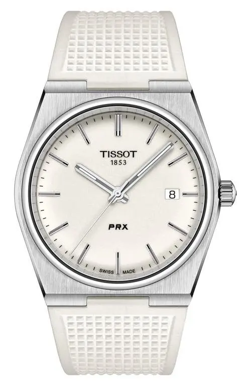 TISSOT Prx Rubber Strap Watch - White