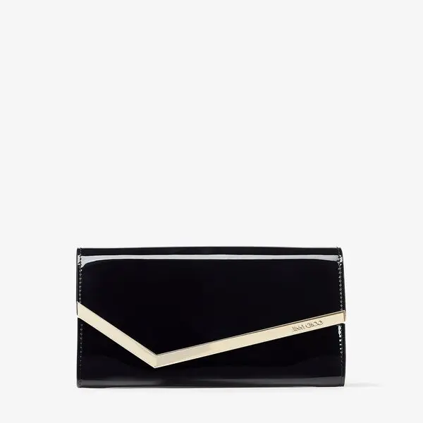 JIMMY CHOO Emmie Patent Leather Clutch - Black
