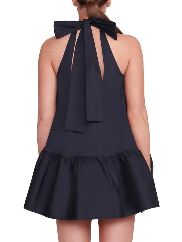 Staud Marlowe Halter Flounce Minidress