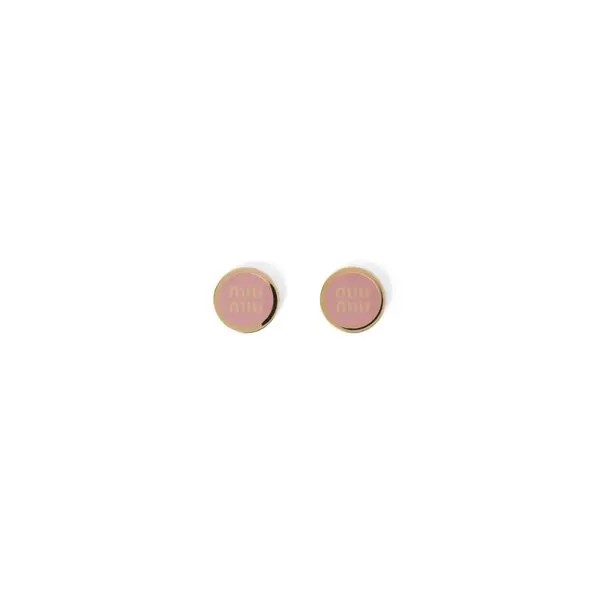 Miu Miu Enameled Metal Stud Earrings - Orchid Pink