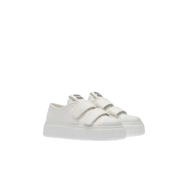 Miu Miu Denim Sneakers - White | Editorialist