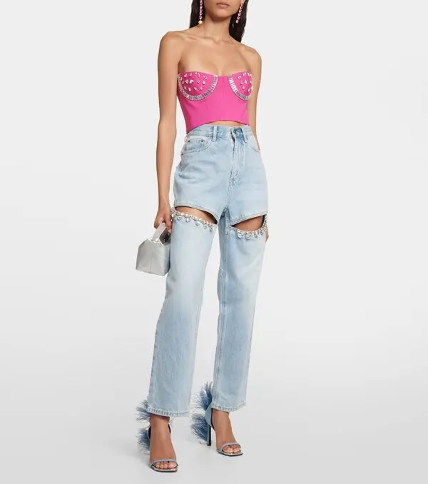 AREA X Sergio Rossi Amazona Feather-trimmed Sandals