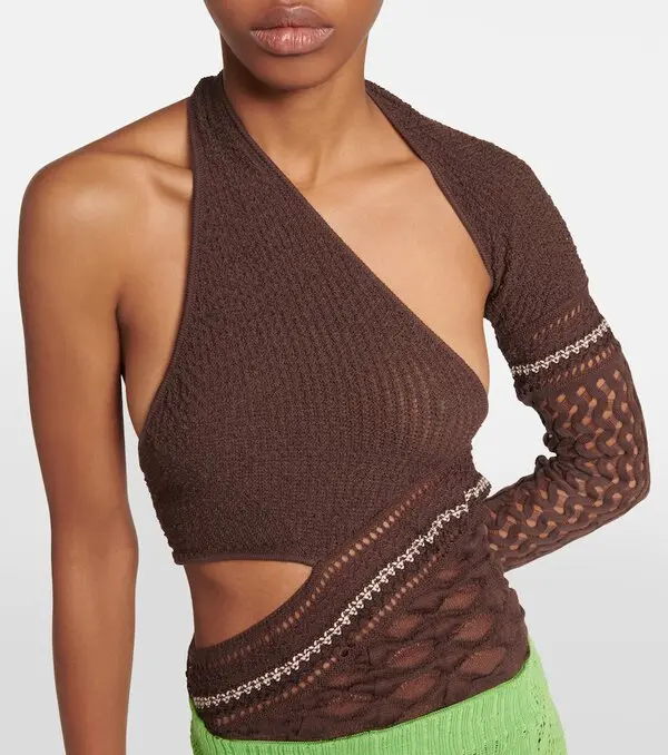 ROBERTA EINER Dina Asymmetric Knit Bodysuit - Brown