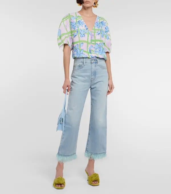 FRAME Le Dancing Jane Feather-trimmed Jeans