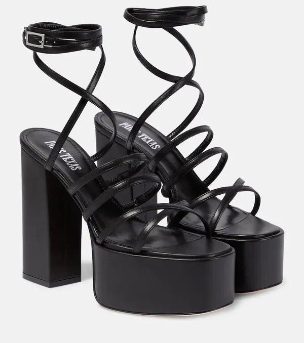 Paris Texas Evita Embellished Leather Platform Sandals - Black