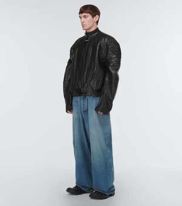 Balenciaga Leather Biker Jacket - Black | Editorialist