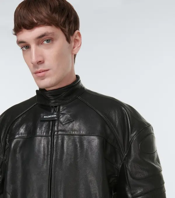 Balenciaga Leather Biker Jacket - Black | Editorialist