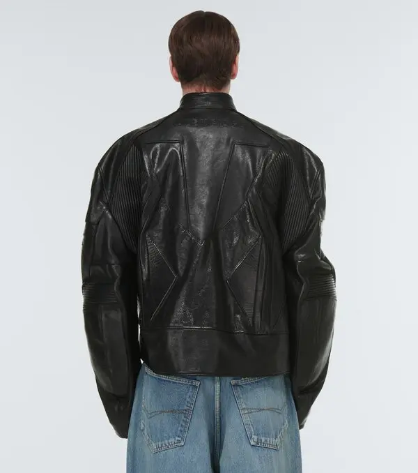 Balenciaga Leather Biker Jacket - Black | Editorialist