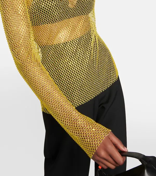 Giuseppe Di Morabito Crystal-embellished Mesh Top