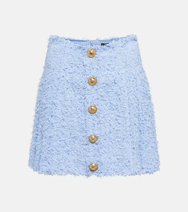 Balmain Bouclé Mini Pleated Skirt